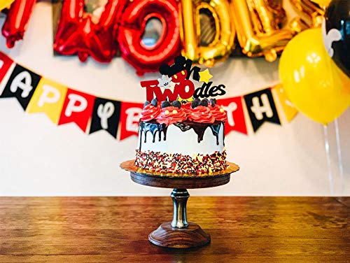 Oh Twodles Balloons Mickey Mouse Second Birthday Cake Topper 2nd Banner Party Supplies Decorations Photo Prop for Boy Baby Bday (Twodles)