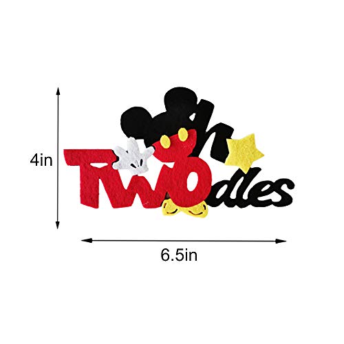 Oh Twodles Balloons Mickey Mouse Second Birthday Cake Topper 2nd Banner Party Supplies Decorations Photo Prop for Boy Baby Bday (Twodles)