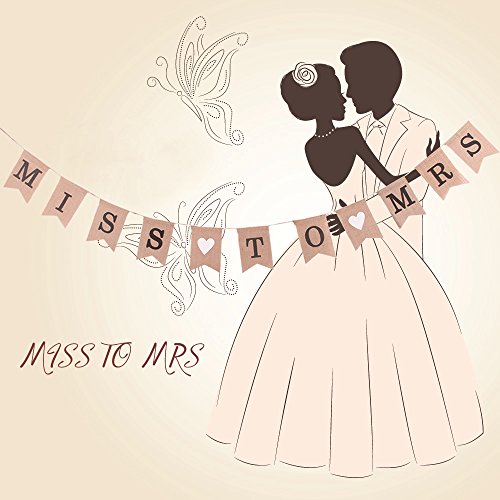 Junxia Miss to Mrs Wedding or Party Natural Burlap Banner Decoration