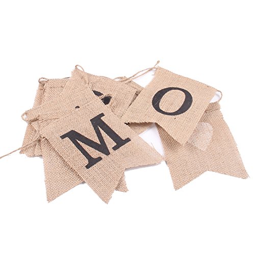 Junxia Miss to Mrs Wedding or Party Natural Burlap Banner Decoration