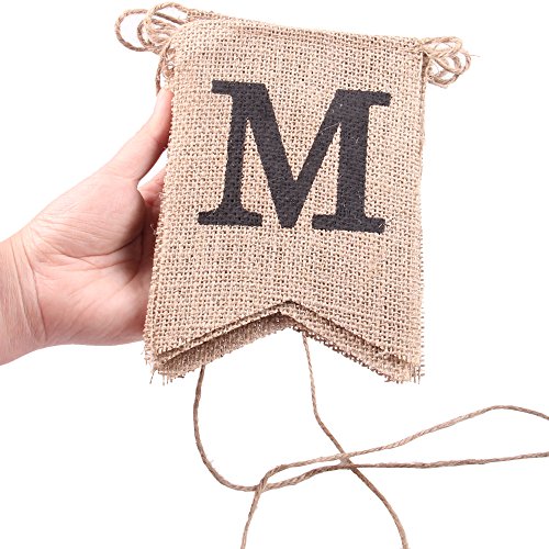 Junxia Miss to Mrs Wedding or Party Natural Burlap Banner Decoration