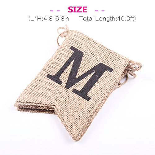 Junxia Miss to Mrs Wedding or Party Natural Burlap Banner Decoration