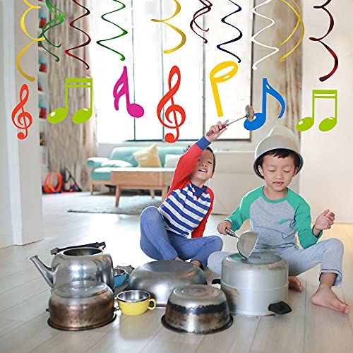 Konsait Music Note Multi Coloured Hanging Swirls Decorations(30Pack), Party Spiral Garland Ceiling Decoration for Concert Party, Wedding, Birthday Party Decorations Supplies Ornaments