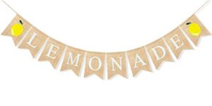 uniwish burlap lemonade banner lemonade stand decorations garland lemon theme baby shower birthday party supplies vintage rustic hanging bunting flag