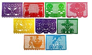 paper full of wishes regular size plastic day of the dead papel picado banner i un dia de memoria i decorations for dia de los muertos i banner has 9 regular panels and is over 14ft hanging