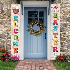 easter decoration set easter porch sign welcome happy easter banner easter hanging decoration for indoor/outdoor easter decoration easter party