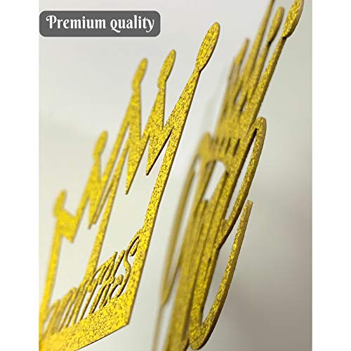 First Birthday Decorations, 1st Birthday Photo Banner for Newborn to 12Months, Gold “ONE” Birthday Banner and ONE Cake Topper for Birthday Party (Gold Glitter)