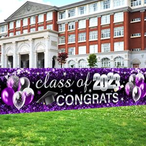 2023 Graduation Decorations-Class of 2023 Large Yard Sign Congrats Grad Banner Purple Decoration for Graduation Party Supplies(Purple)