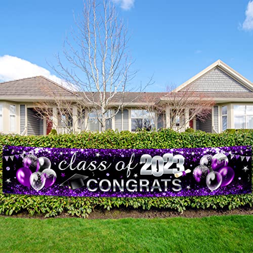 2023 Graduation Decorations-Class of 2023 Large Yard Sign Congrats Grad Banner Purple Decoration for Graduation Party Supplies(Purple)