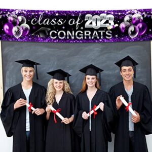 2023 Graduation Decorations-Class of 2023 Large Yard Sign Congrats Grad Banner Purple Decoration for Graduation Party Supplies(Purple)