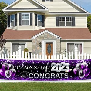 2023 Graduation Decorations-Class of 2023 Large Yard Sign Congrats Grad Banner Purple Decoration for Graduation Party Supplies(Purple)