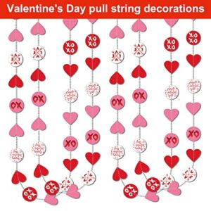 Valentines Day Decorations, 2Pcs Red and Pink Heart Banner 6M/19.6Ft Heart Bunting and Circle Dots Garland Paper Heart Bunting Banner with Love and XO for Valentines Anniversary Wedding Birthday