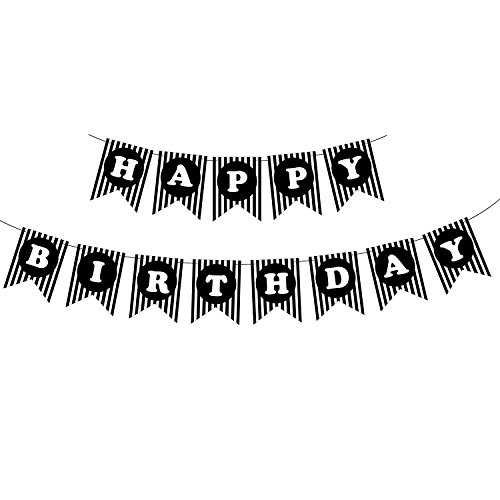 Black Happy Birthday Banner Flag Party Decorations