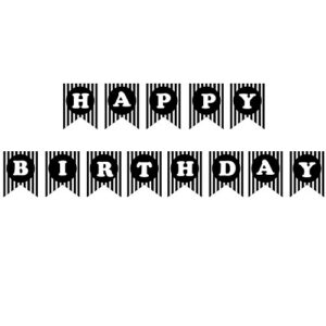 Black Happy Birthday Banner Flag Party Decorations