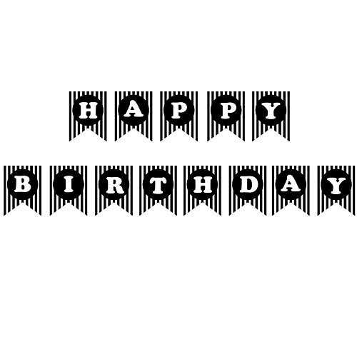 Black Happy Birthday Banner Flag Party Decorations