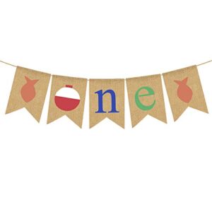 fishing theme one highchair banner boy girl 1st birthday party jute burlap high chair garland decoration