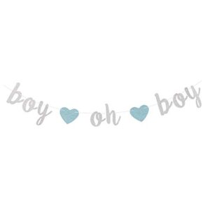 glittery boy oh boy banner boy birthday party sign silver heart-shaped backdrops