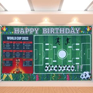 zanota soccer party decorations world cup 2022 happy birthday banner photo background soccer themed birthday party supplies celebration soccer backdrop (5x3ft)