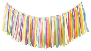 kingsnow highchair banner birthday ribbon garland 40 inches chair tutu skirt for ice cream party decor,baby shower,photo booth props,classroom decor and girl birthday