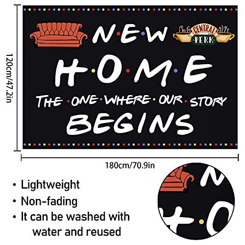 5665 New Home Begins Backdrop Banner Decor Black - Housewarming Party Theme Decorations for Women Men New House Supplies