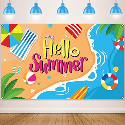 Beach Backdrop Decorations Hawaiian Pool Party Banner Pool Surfboard Background for Birthday Summer Hawaiian Themed Party Supplies Favors