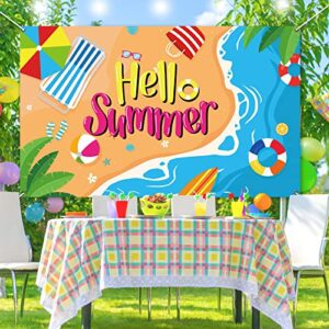 Beach Backdrop Decorations Hawaiian Pool Party Banner Pool Surfboard Background for Birthday Summer Hawaiian Themed Party Supplies Favors