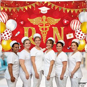 Large RN Banner for Nurse Party Decorations - 72x44 Inch | Congrats Nurse Banner for Red And Gold Nursing Graduation Party Supplies | RN Graduation Party Decorations 2023, Nurse Graduation Decorations