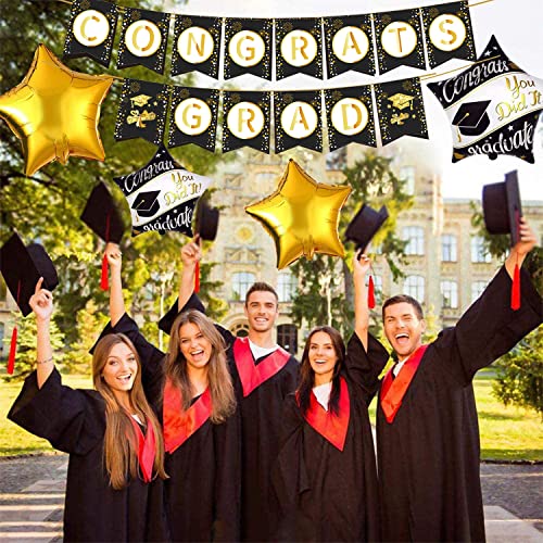 NAIWOXI Graduation Decorations Class Of 2023, Graduation Party Decorations Include Congrats Grad Banner, Hanging Swirl, Graduation Backdrop, Sash, Balloon, Foil Curtain, Tassel For Grad Party Supplies