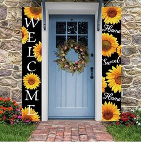 kymy sunflower summer banners,welcome summer porch sign,sunflower hanging banners,sunflower welcome porch banners for hawaii party,front door sign decoration,summer party supplies for indoor outdoor