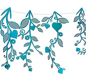 24 pcs Teal Blue Leaf Decorations for Spring Party Garland Hanging Leaves Greenery Vines Banner Backdrop Wall Decals for Birthday Anniversary Wedding Bridal Baby Shower Engagement