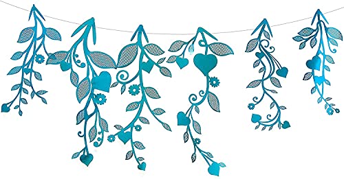 24 pcs Teal Blue Leaf Decorations for Spring Party Garland Hanging Leaves Greenery Vines Banner Backdrop Wall Decals for Birthday Anniversary Wedding Bridal Baby Shower Engagement