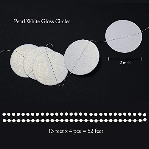 Cheerland Pearl White Circle Dots Garland for Wedding Party Decorations Winter Wonderland Hanging Circle Streamers Dot Backdrop Backdrop Banner Decor for Bday Birthday Baby Shower Bachelorette