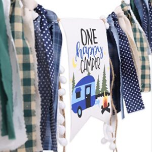 One Happy Camper Banner For Partyprops - Camping High Chair Banner, Wild One Banner, Woodland Banner, Lumberjack Banner