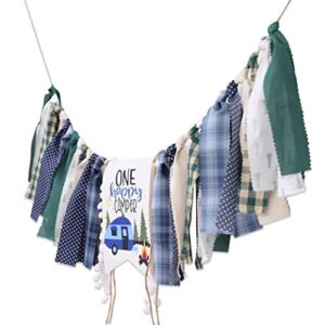 One Happy Camper Banner For Partyprops - Camping High Chair Banner, Wild One Banner, Woodland Banner, Lumberjack Banner