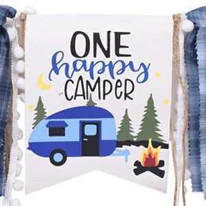 One Happy Camper Banner For Partyprops - Camping High Chair Banner, Wild One Banner, Woodland Banner, Lumberjack Banner