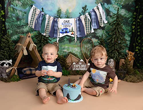 One Happy Camper Banner For Partyprops - Camping High Chair Banner, Wild One Banner, Woodland Banner, Lumberjack Banner