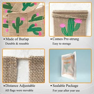 Uniwish Cactus Burlap Banner Garland Summer Hawaiian Green Theme Baby Shower Birthday Party Decorations Mexican Fiesta Festival Décor