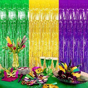 Mardi Gras Decorations Fat Tuesday Decorations Mardi Gras Party Decorations Mardi Gras Decor Mardi Gras Party Backdrop Purple Green Gold Foil Fringe Curtains Mardi Gras Party Supplies by HappyField