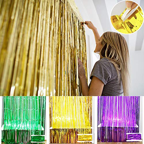 Mardi Gras Decorations Fat Tuesday Decorations Mardi Gras Party Decorations Mardi Gras Decor Mardi Gras Party Backdrop Purple Green Gold Foil Fringe Curtains Mardi Gras Party Supplies by HappyField