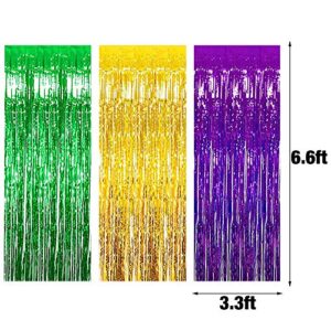 Mardi Gras Decorations Fat Tuesday Decorations Mardi Gras Party Decorations Mardi Gras Decor Mardi Gras Party Backdrop Purple Green Gold Foil Fringe Curtains Mardi Gras Party Supplies by HappyField