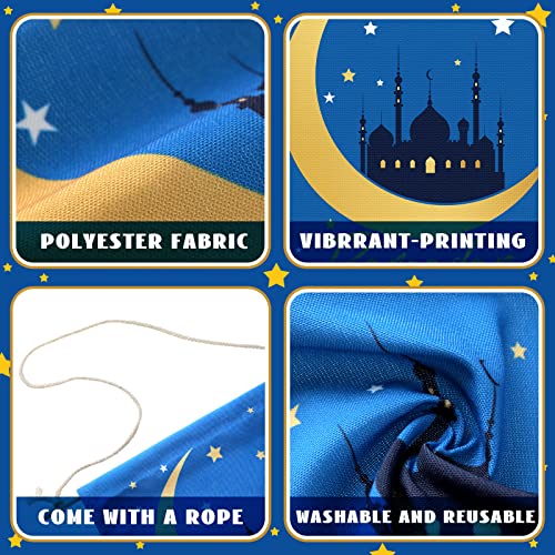 4 Pcs Ramadan Kareem Hanging Door Sign, Eid Mubarak Decorative Ramadan Canvas Sign Party Decorations Welcome Banner for Ramadan Kareem Eid Mubarak Home Door Decor Party Supplies, 14.96 x 11.02 Inch