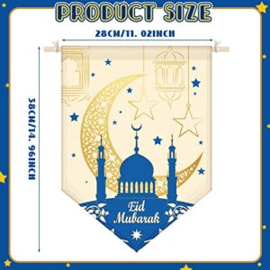 4 Pcs Ramadan Kareem Hanging Door Sign, Eid Mubarak Decorative Ramadan Canvas Sign Party Decorations Welcome Banner for Ramadan Kareem Eid Mubarak Home Door Decor Party Supplies, 14.96 x 11.02 Inch