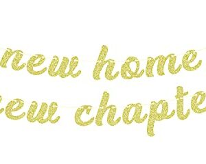 New Home New Chapter Banner, Housewarming Gift, Our First Home Sign, Home Sweet Home Decor Gold Glitter