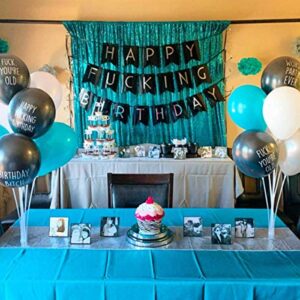 Black Happy Fucking Birthday Bunting Banner & Black White Gold Tissue Paper Tassels Garland Happy Fing Birthday Banner Funny Happy Birthday Banner 30Th 40Th 50Th Birthday Party Decorations Supplies