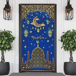 farmnall eid ramadan mubarak door cover ramadan decorations moon and star mosque lattern islamic decorations door banner holiday decor pattern supplies for home office