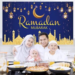 Ramadan Mubarak Decorations Ramadan Mubarak Backdrop Banner Fabric Ramadan Kareem Sign Background for Muslim Ramadan Party Decorations