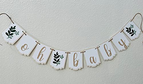 Oh Baby Greenery Banner,Baby Shower Decor,Party Garland,Mini Banner