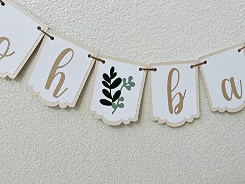 Oh Baby Greenery Banner,Baby Shower Decor,Party Garland,Mini Banner