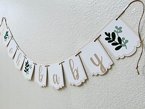 Oh Baby Greenery Banner,Baby Shower Decor,Party Garland,Mini Banner