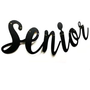 paity black glitter senior banner for congrats grad banner – high school college graduation party bunting decoration pre-strung (black)